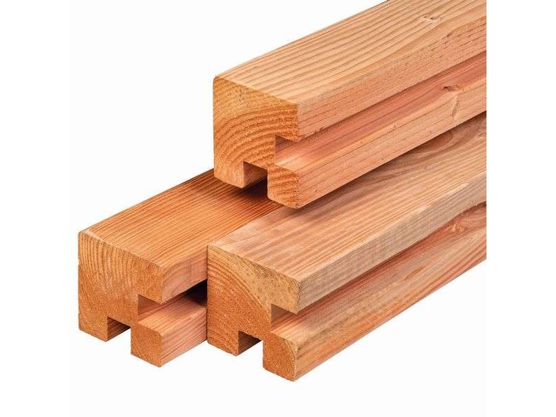 Poteau d'angle rainuré en bois douglas de 11.5x11.5x300 cm - raboté