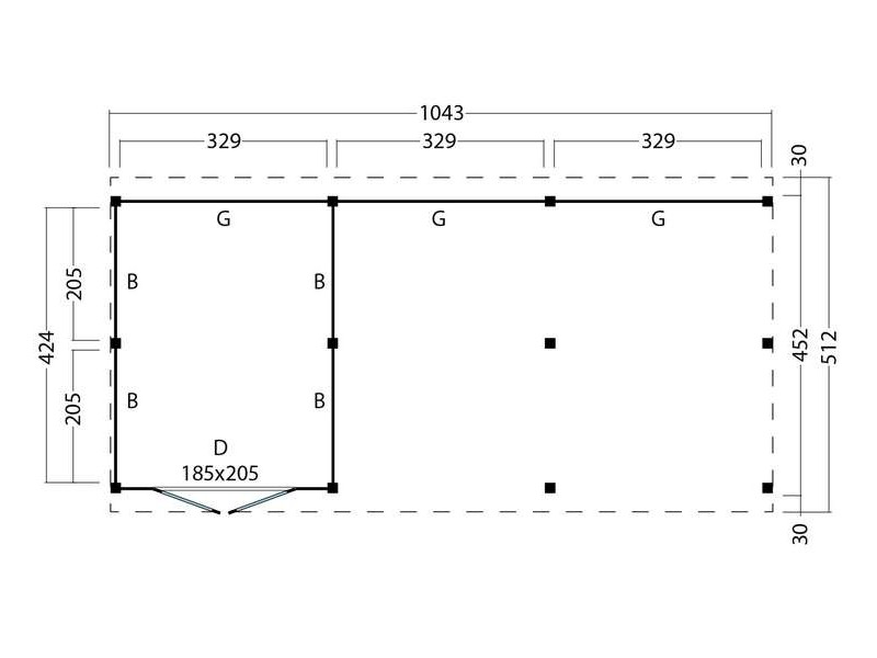 Bâtiment Billund XXL 1043x512cm Red Class Wood Type 7 - Ossature bois