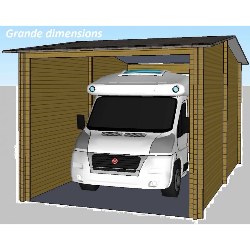 Garage en bois camping-car ou bateau 70mm 32m2 400cmx800cm