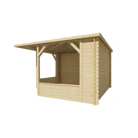 Kiosque bois 12m2 Michel 350x350 - 28mm - design avec toiture 4 pentes
