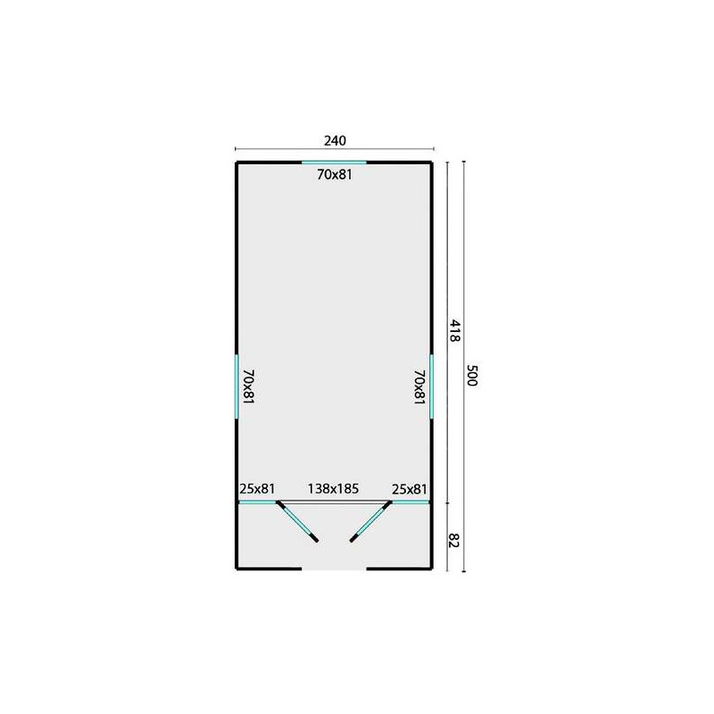 Roulotte en bois Cathy 240x500 cm avec double vitrage isolant