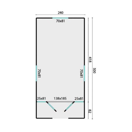 Roulotte en bois Cathy 240x500 cm avec double vitrage isolant
