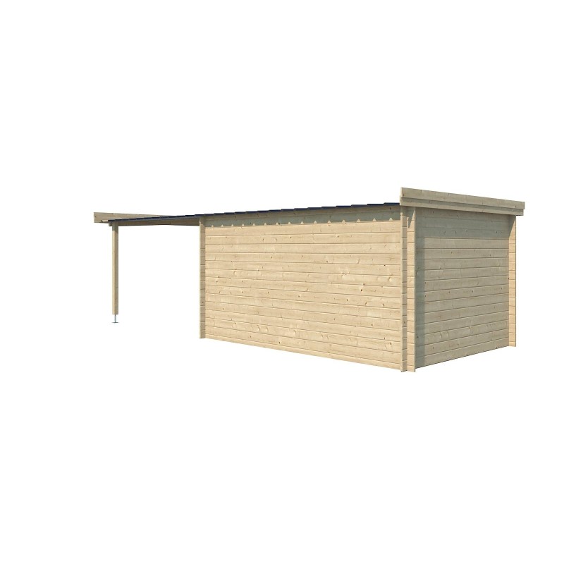 Pool House bois 20m² Portland 715x295 – Abri moderne avec bac acier